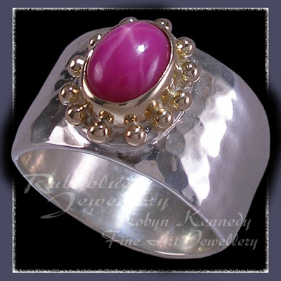 Handmade 14 Karat Yellow Gold, Sterling Silver and Star Ruby 'Eternal ...